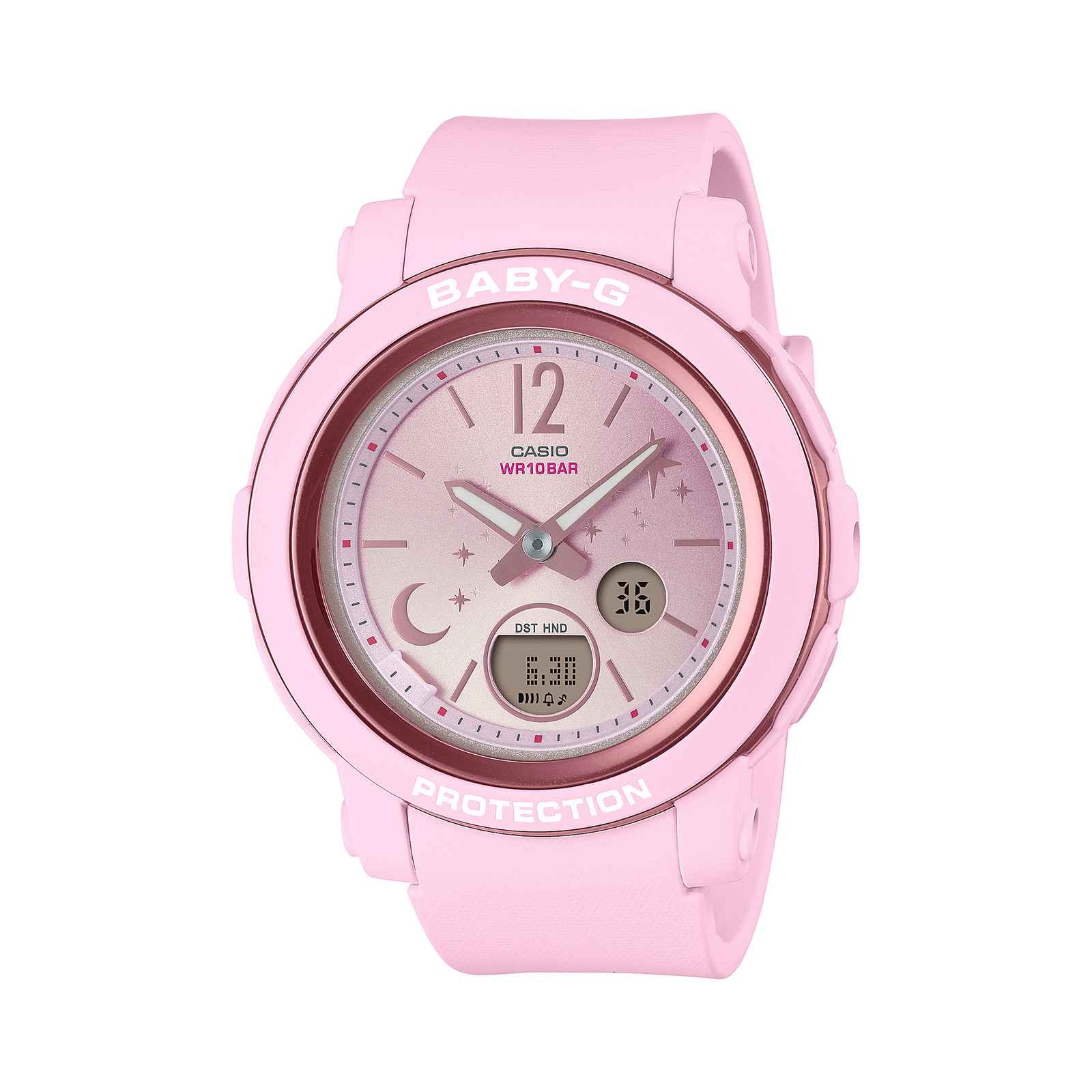 BABY G DUO Moon and Stars Pink Resin Band Watch BGA290DS 4A Watch Direct